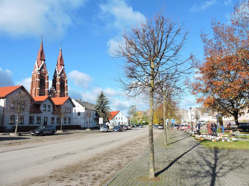 Sveksna Town Square And Beautiful Church, Lithuania Editorial Image ...