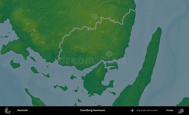 Svendborg Kommune Outlined, Denmark. Physical Stock Illustration ...