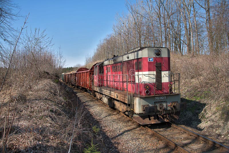 Svitavy, Czech Republic - 2.4.2019: Freight Train in the Landscape ...