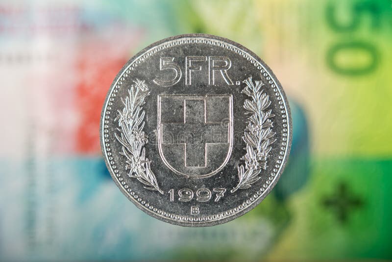 1, 2, 5 Franchi Svizzeri E Moneta Del Centesimo Di 50 Svizzeri Con 1000 ...