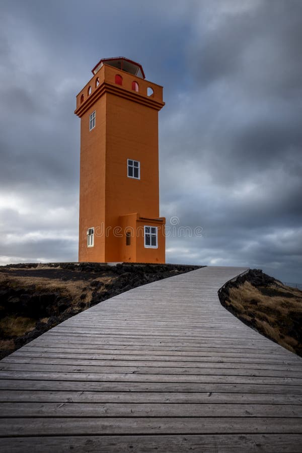 Svortuloft Lighthouse in the Snaefelsness Peninsula, Iceland Stock ...