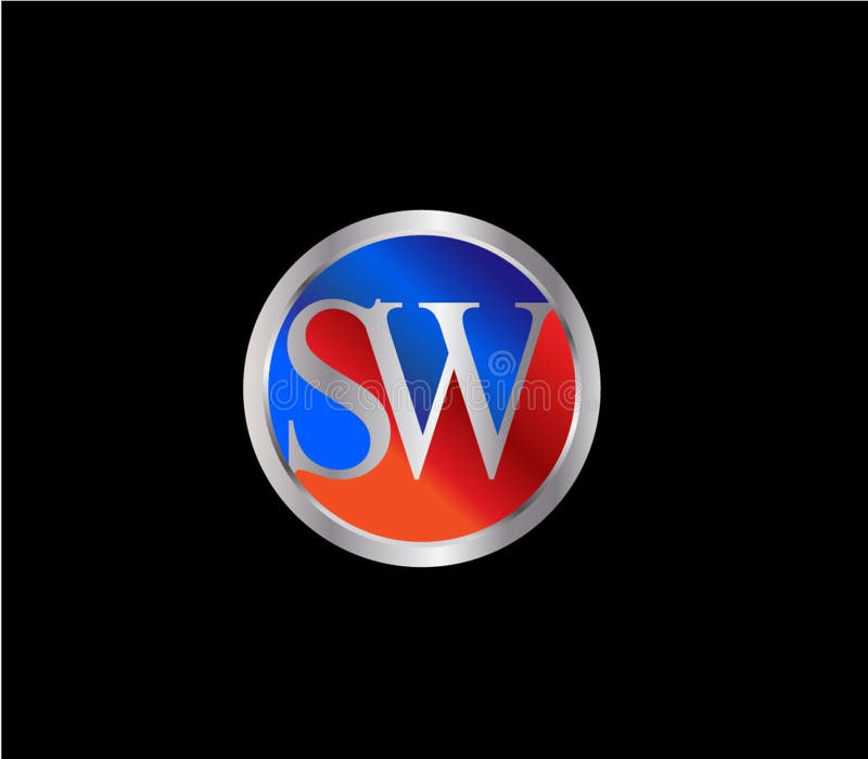 SW Initial Circle Shape Red Blue Silver Color Later Logo Design Stock ...