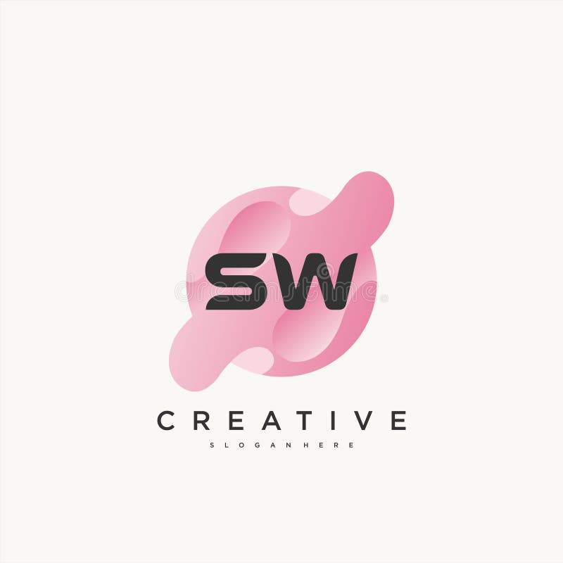 SW Initial Letter Colorful Logo Icon Design Template Elements Vector ...