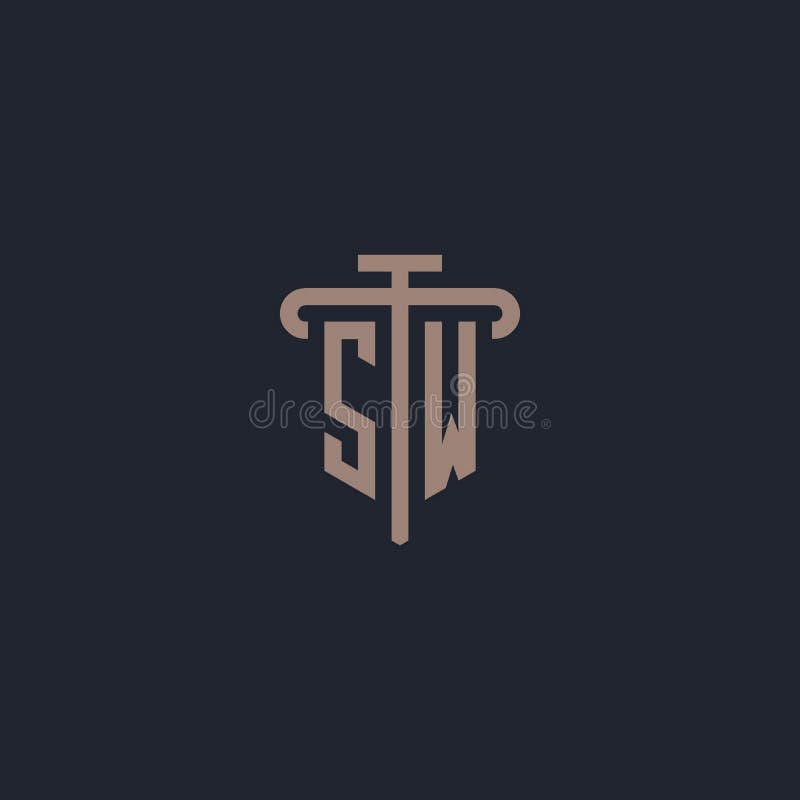 SW Initial Logo Monogram with Pillar Icon Design Stock Vector ...