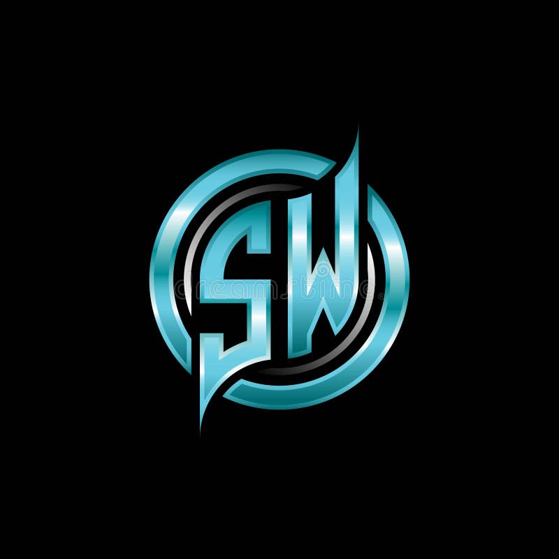 SW Initial Monogram Logo Circle Rounded Stock Vector - Illustration of ...