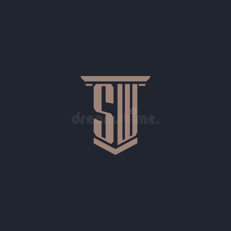 SW Initial Monogram Logo with Pillar Style Design Stock Vector ...