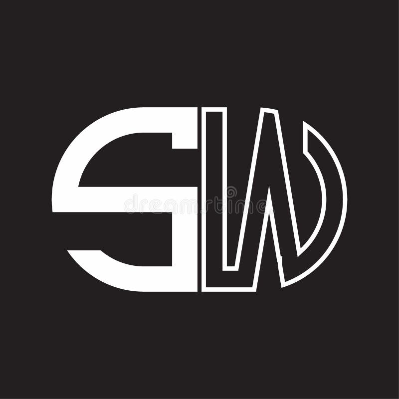 SW Letter Logo Monogram with Oval Shape Negative Space Design Template ...