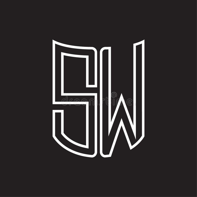 SW Logo Monogram with Ribbon Style Outline Design Template Stock Vector ...