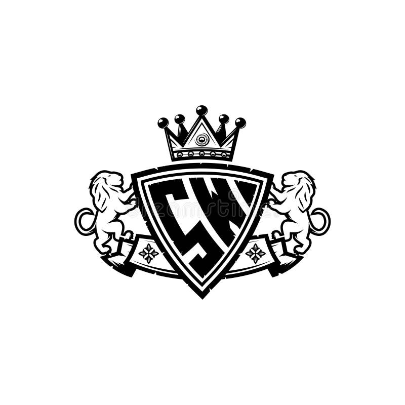SW Logo Monogram Shield Crown Luxury Design Stock Vector - Illustration ...