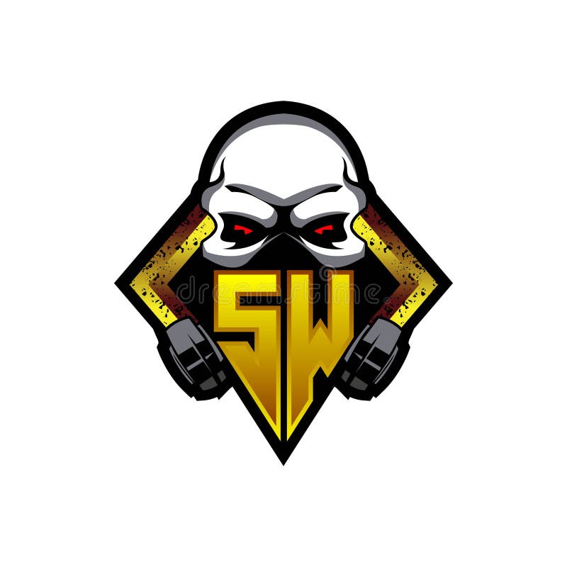 SW Logo Monogram with Skull Shape Designs Template Stock Vector ...