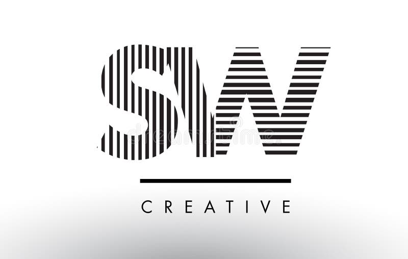 SW S W Black and White Lines Letter Logo Design. Stock Vector ...