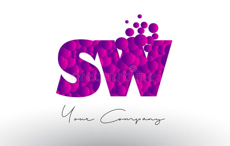 SW S W Dots Letter Logo with Purple Bubbles Texture. Stock Vector ...