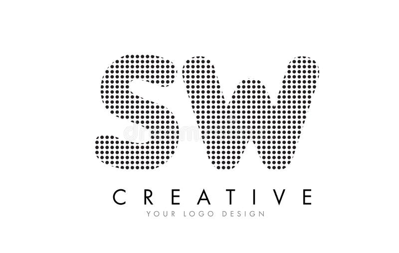 SW S W Letter Logo with Black Dots and Trails. Stock Vector ...