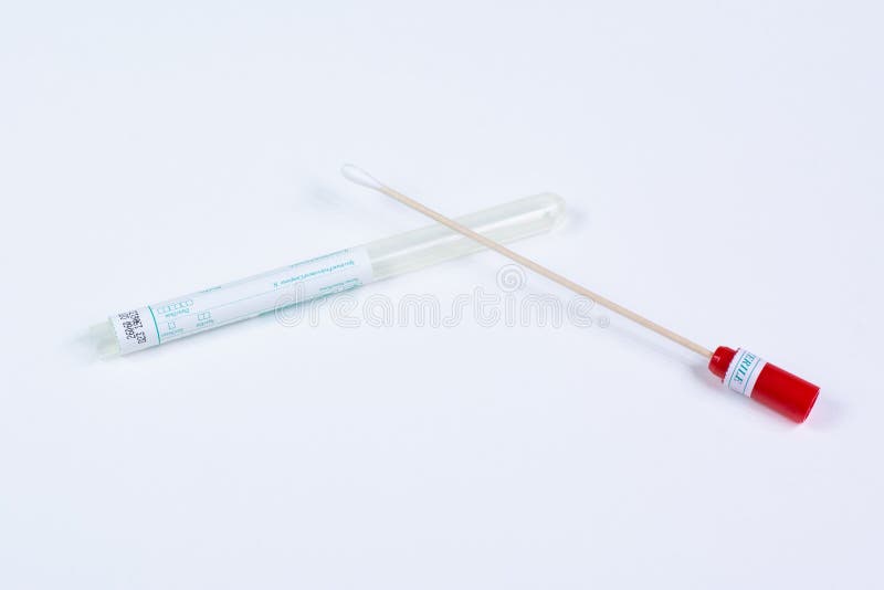 Swab for Nasopharyngeal or Saliva Test Stock Photo - Image of table ...