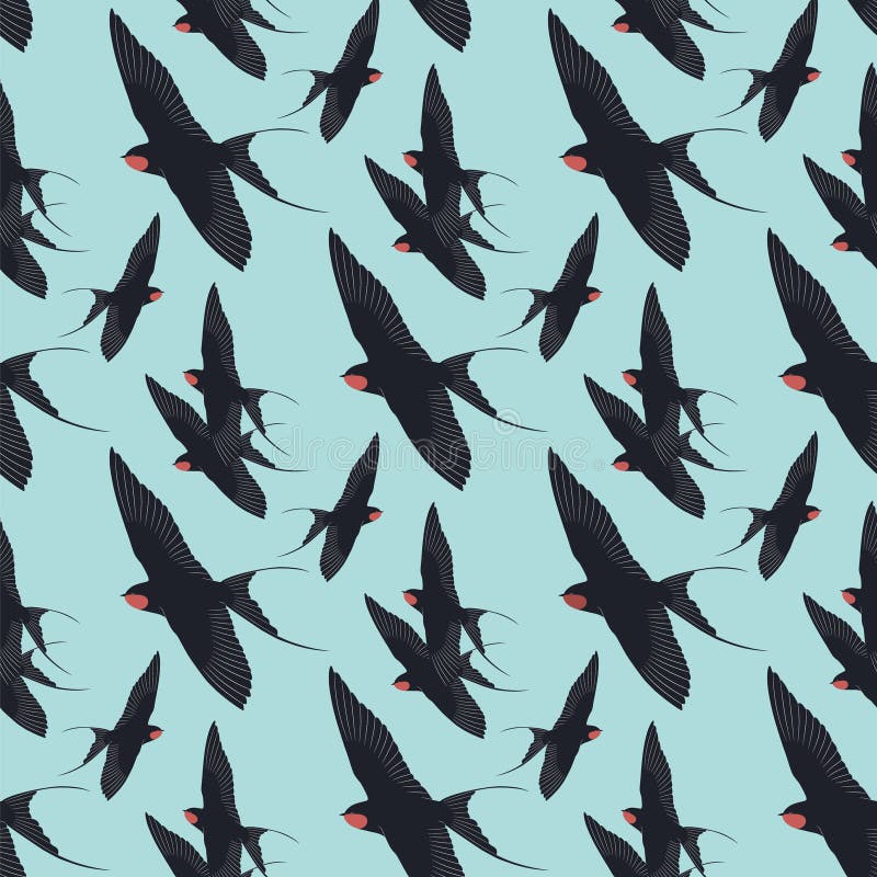 Swallow Bird. Seamless Texture, Pattern, Wallpaper, Print for Textiles ...