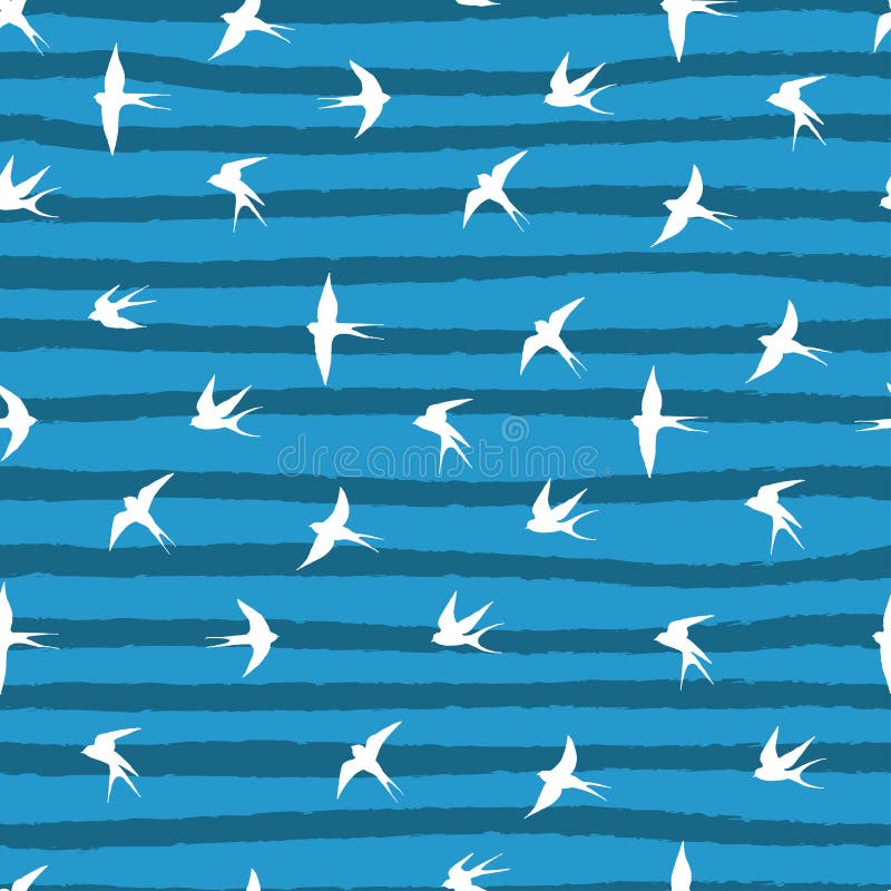 Swallow. Fly Bird in Strips Sky Seamless Pattern Stock Vector ...