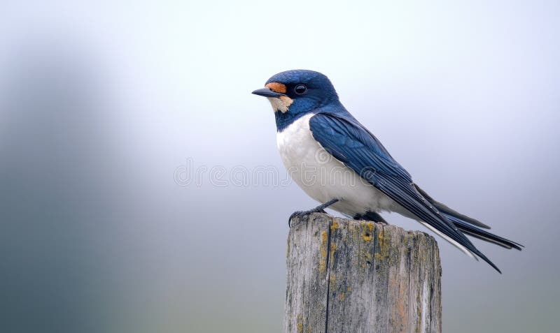 A Swallow with Wings Slightly Raised, Ready To Take Flight Stock Photo ...
