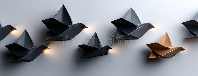 Swallows Fly in Formation Across a Clear Sky, Featuring Minimalist 3D ...