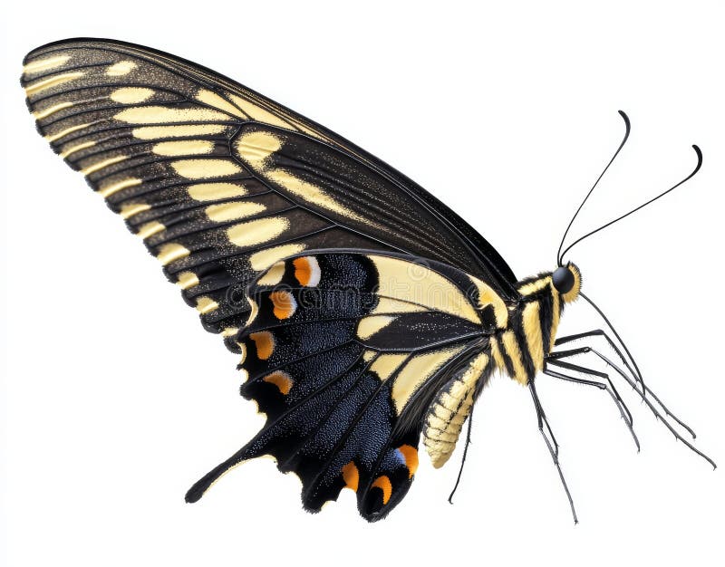 A Swallowtail Butterfly Featuring Yellow and Black Patterns on Its ...