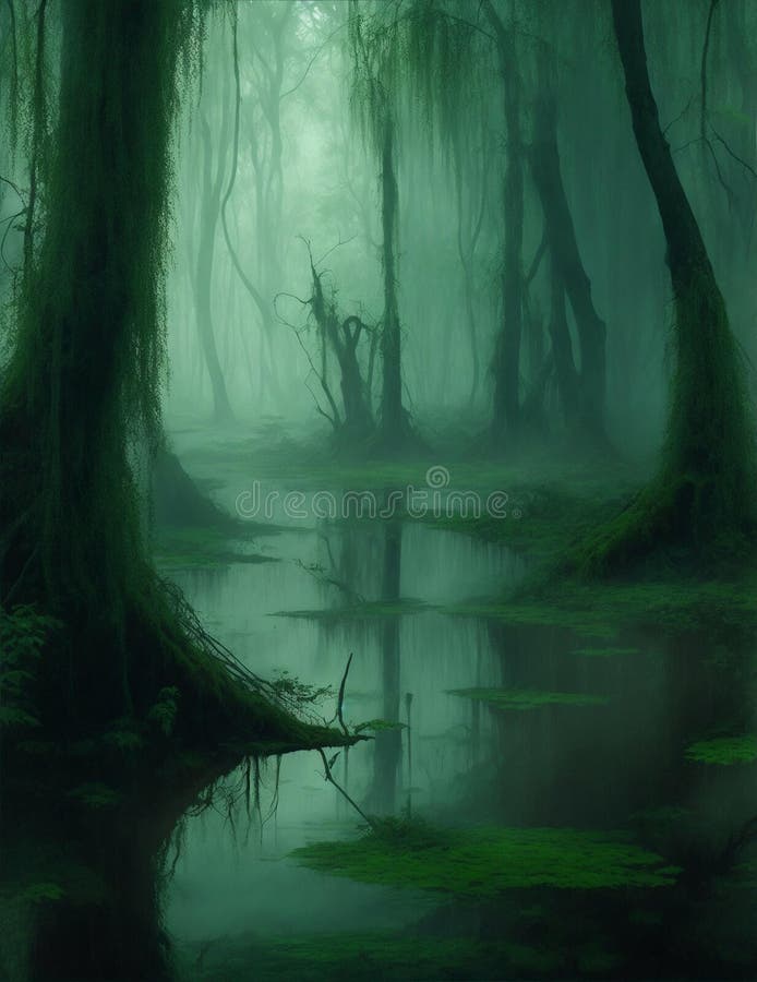 Swamp Forest, Forbidden Forest Illustration Stock Illustration ...