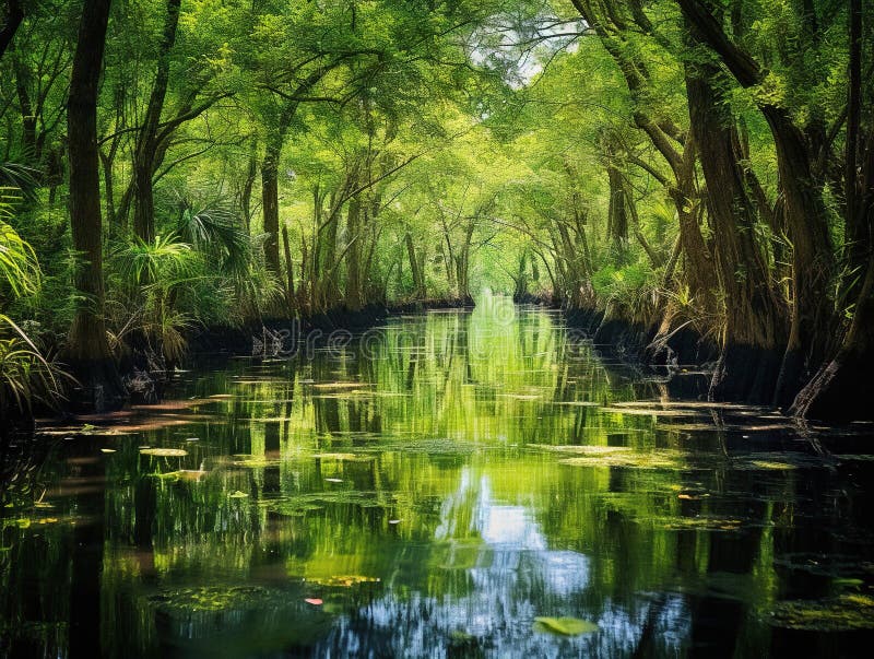 Swamp forest stock illustration. Illustration of park - 293680881