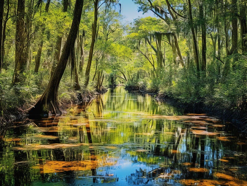 Swamp forest stock illustration. Illustration of wildlife - 293680874