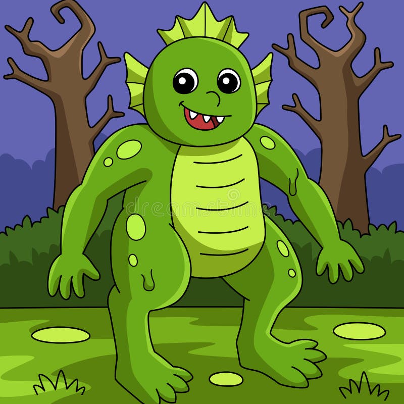 Swamp Monster Halloween Colored Illustration Stock Vector ...