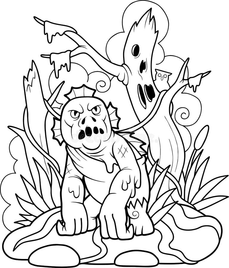 Swamp Monster Halloween Coloring Coloring Pages