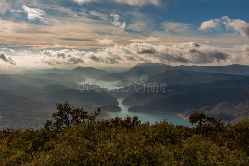 Swamp between Mountains with Fog and at Sunrise Stock Image - Image of ...