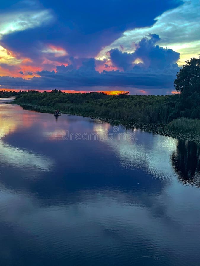 Swamp Sunset and Hurricane Clouds Stock Image - Image of sunrise ...