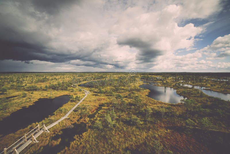 Swamp View with Lakes and Footpath Stock Image - Image of footpath ...