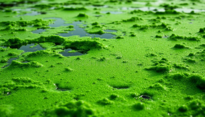 Swampy Landscape with Green Slime Covering the Surface Stock ...