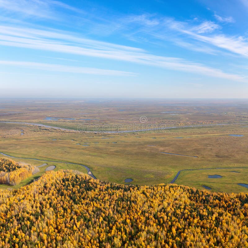 Swampy Plain in Autumn, Top View Stock Photo - Image of season, morass ...