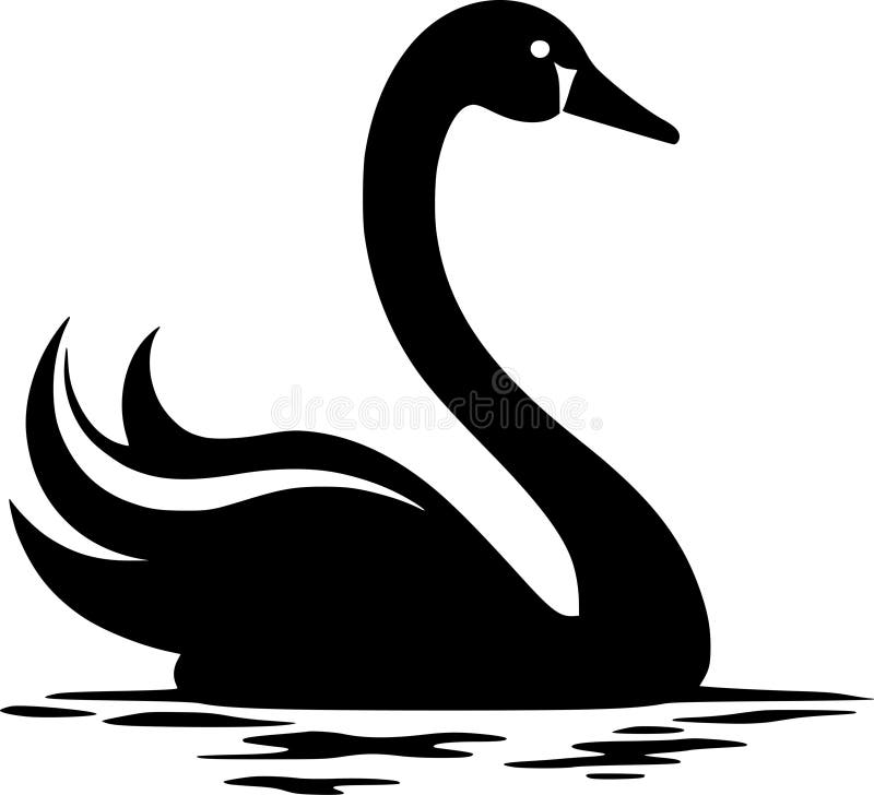 Swan - Black and White Isolated Icon - Vector Illustration Stock Vector ...