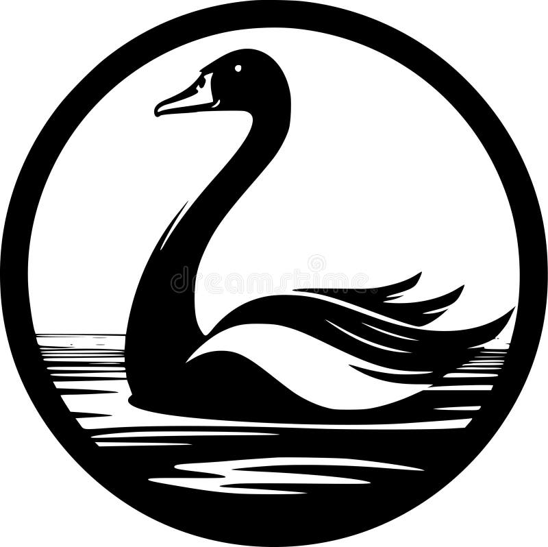 Swan - Black and White Vector Illustration Stock Vector - Illustration ...