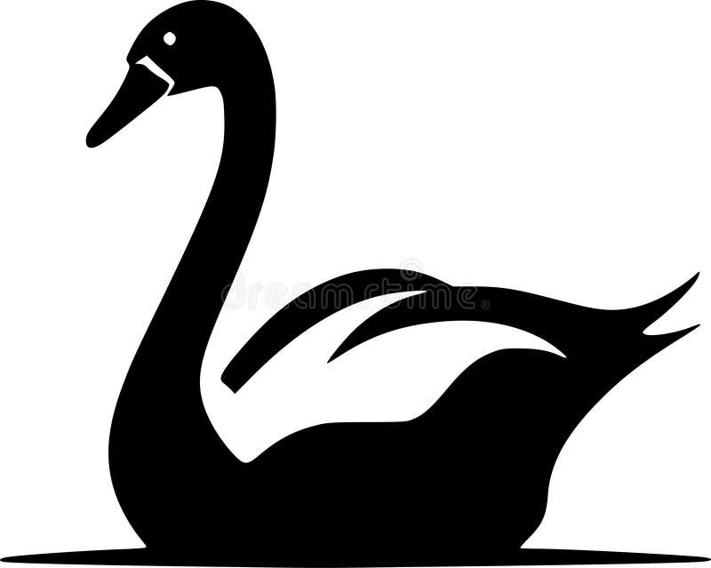 Swan - Black and White Vector Illustration Stock Vector - Illustration ...