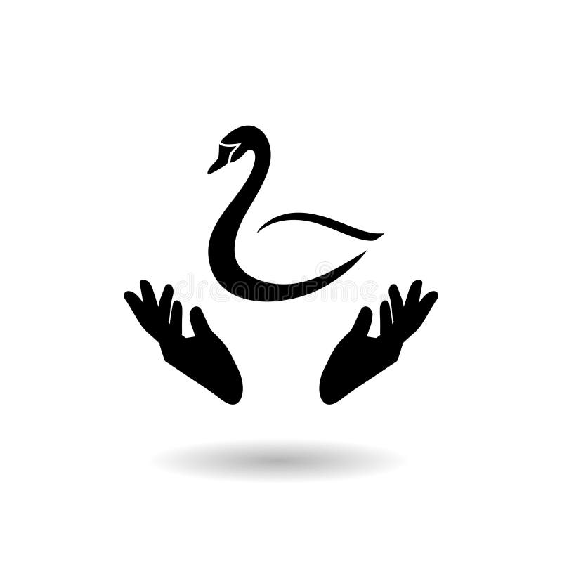 Swan care icon with shadow stock vector. Illustration of beautiful ...