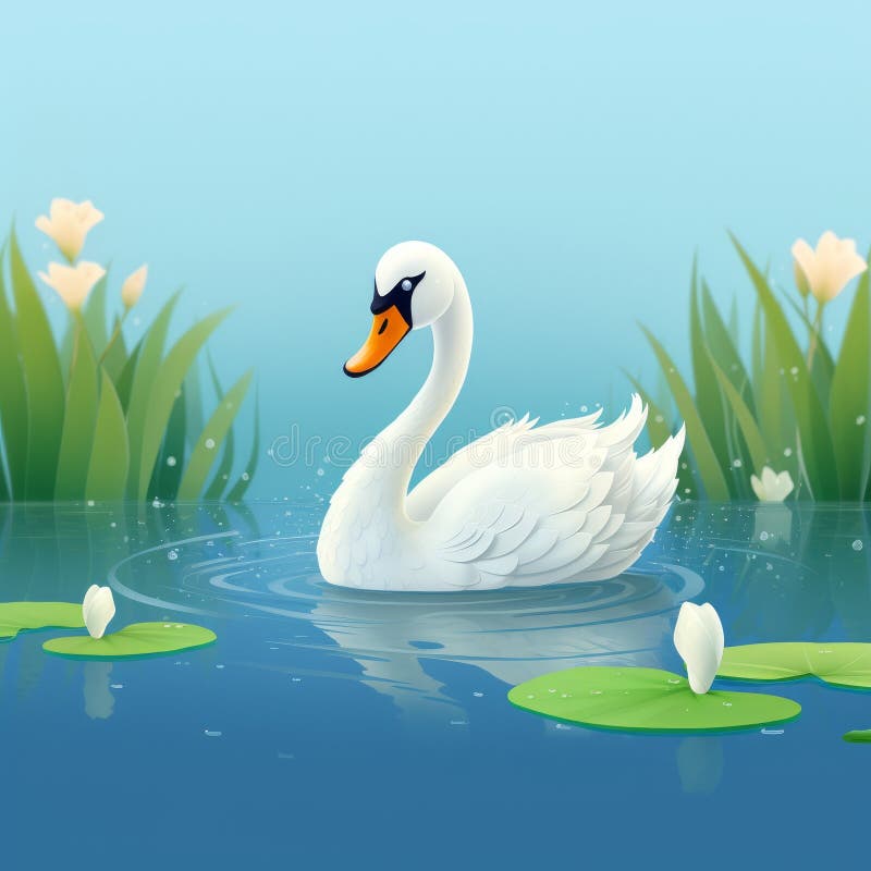 Swan cartoon generative AI stock illustration. Illustration of cartoon ...