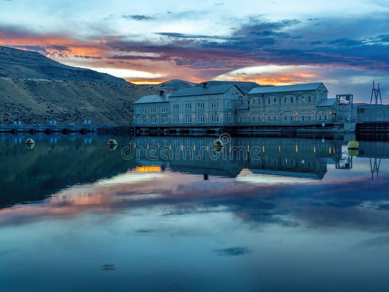Swan Falls Dam on the Snake River with Beautiful Sunset Stock Photo ...