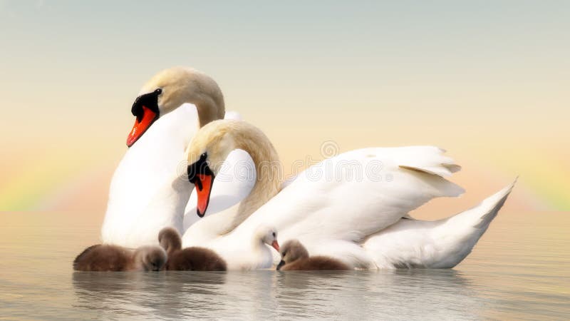 Swan family stock photo. Image of wildlife, bird, small - 17149552