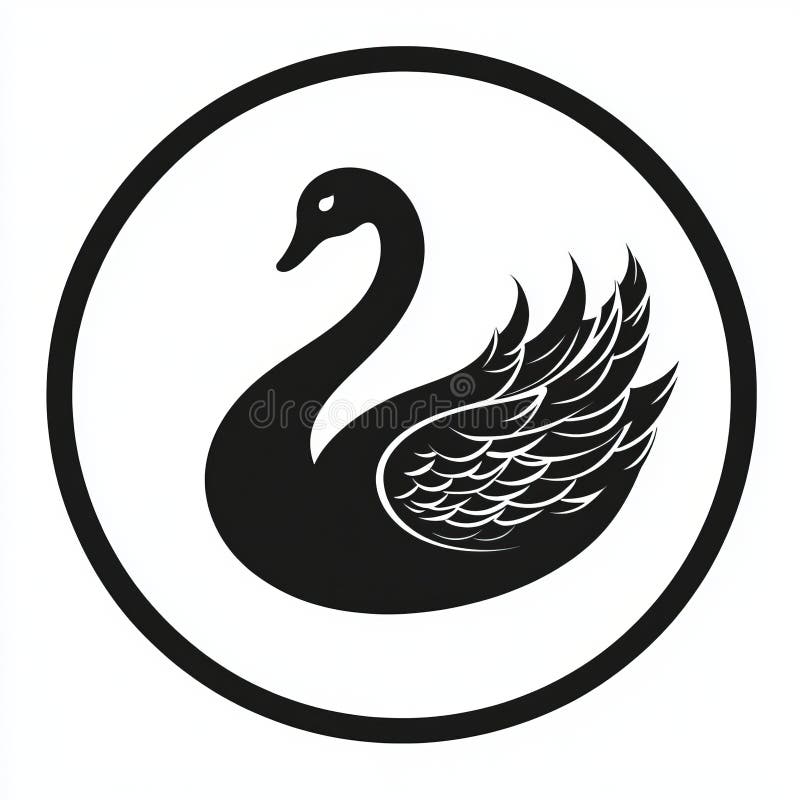 Swan Icon. Black Vector Symbol with Black Circle. Vector Illustration ...