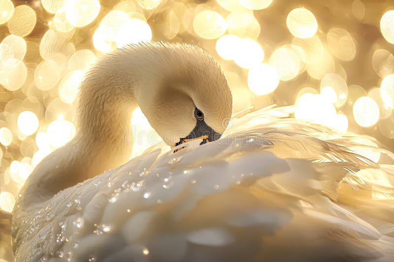 Swan is Laying on Its Back with Its Head Down Stock Photo - Image of ...