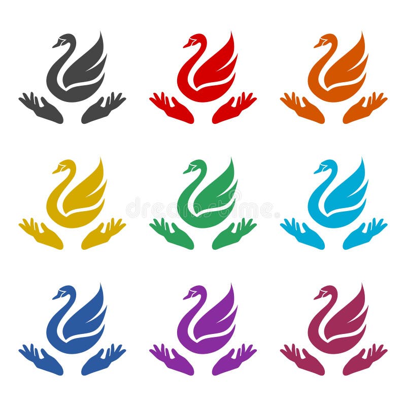 Swan Logo Simple Icon, Color Set Stock Vector - Illustration of symbol ...