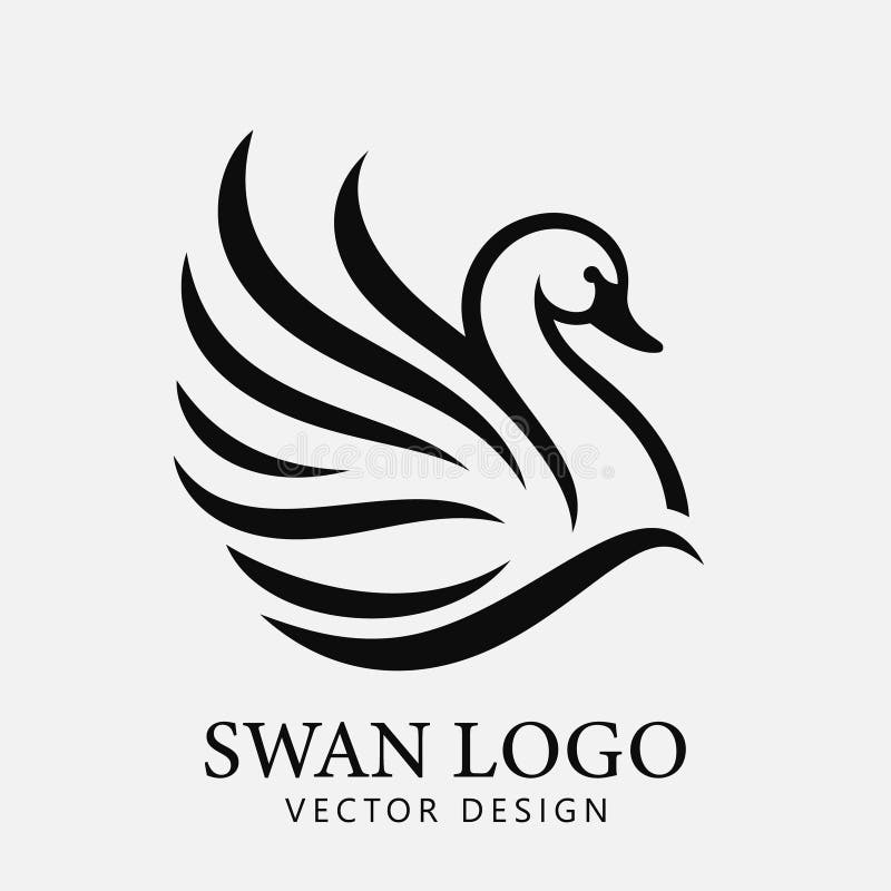Swan Logo. Swimming Swan. Black Silhouette Stock Vector - Illustration ...