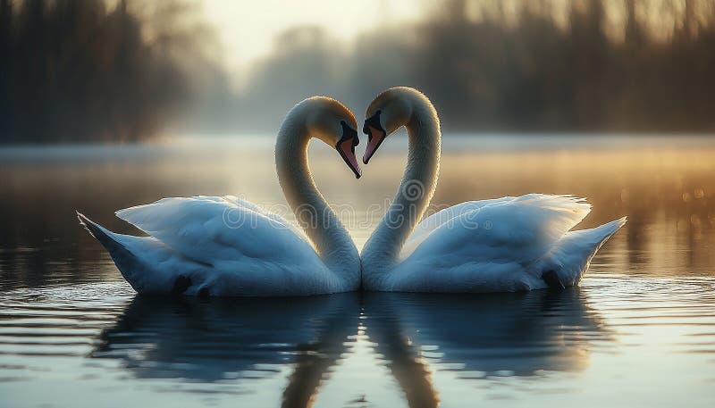 Swan Reflection in Tranquil Pond at Sunset Grace Generated by AI Stock ...