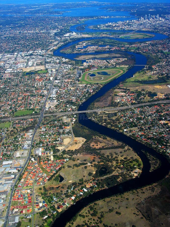 Swan River Aerial View 2 stock image. Image of houses, apartment - 705663