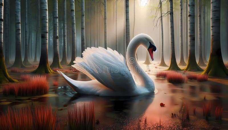 Swan S Serenity: Gliding through Peaceful Swamp Waters. AI Generated ...