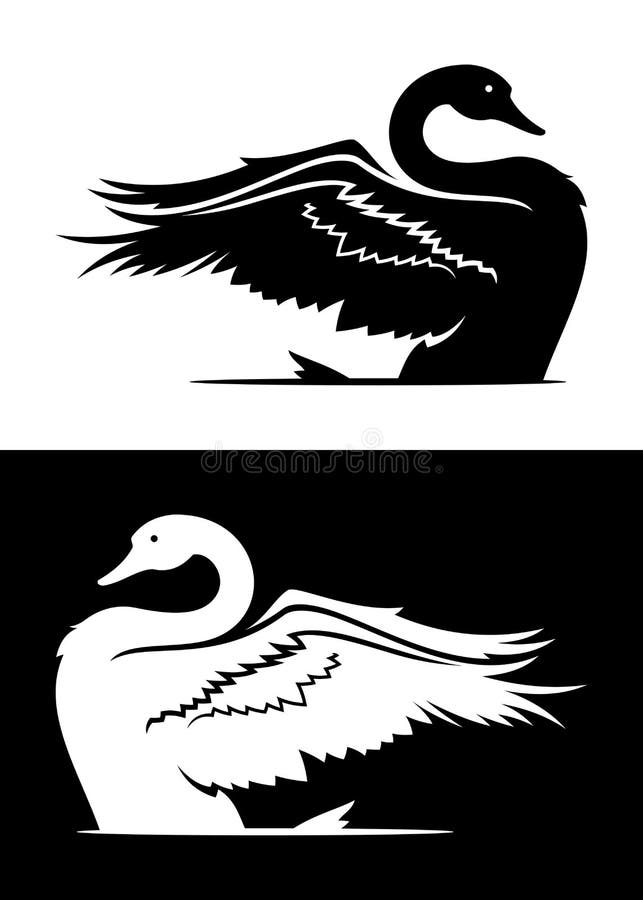 Swan Taking Off Vector Silhouette Stock Illustration - Illustration of ...