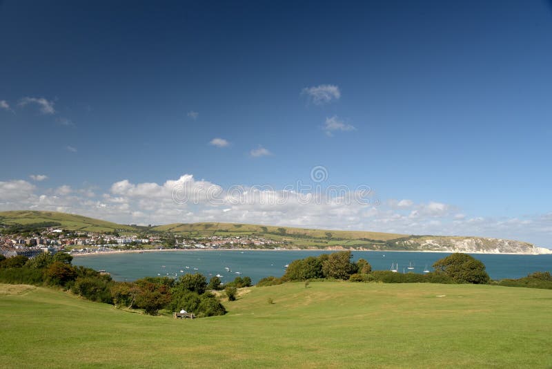 Swanage Bay Seen from Above Peveril Point Stock Image - Image of point ...