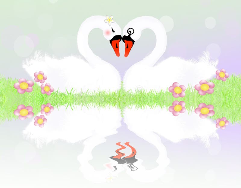 Swans in love stock vector. Illustration of curve, element - 12542344